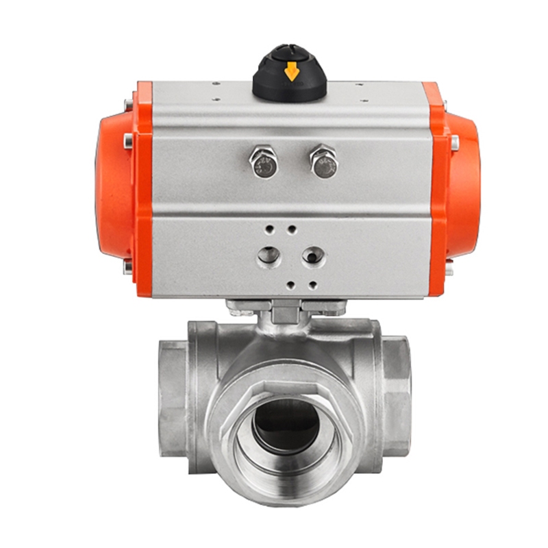 DN8-DN50 304 Stainless Steel Pneumatic Ball Valve Three-way T-Type AT ...