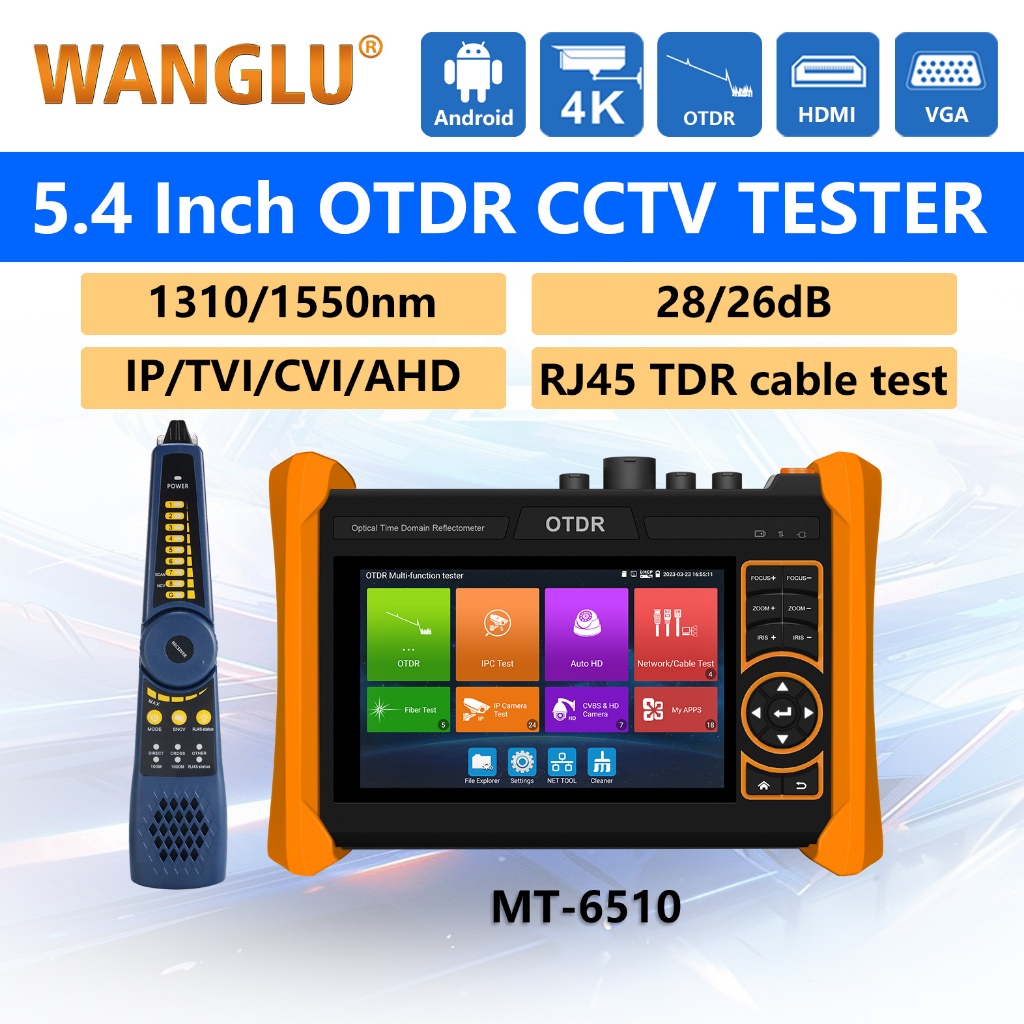 WANGLU MT-6510 Multifunction CCTV VGA HDMI Camera Tester OTDR Dual ...
