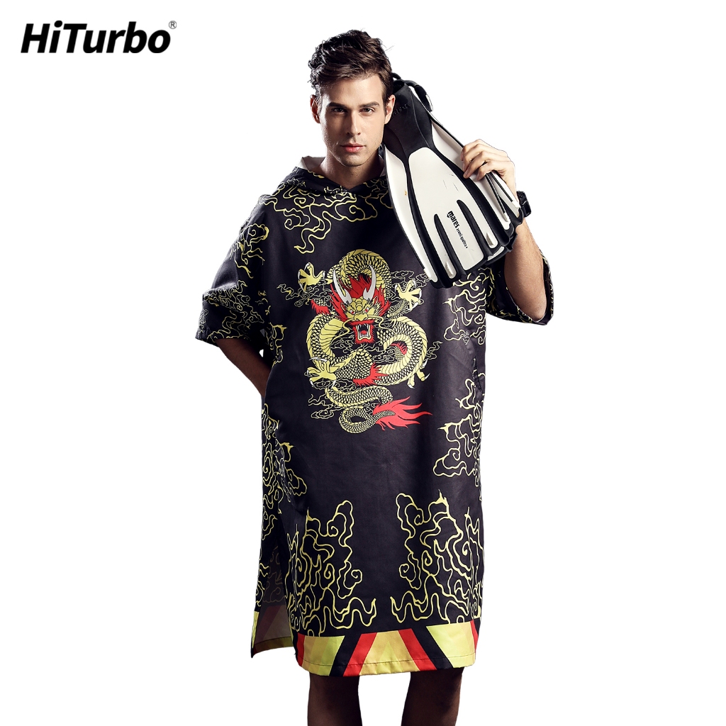 Hiturbo quick dry changing robe microfiber beach towel poncho Poseidon ...