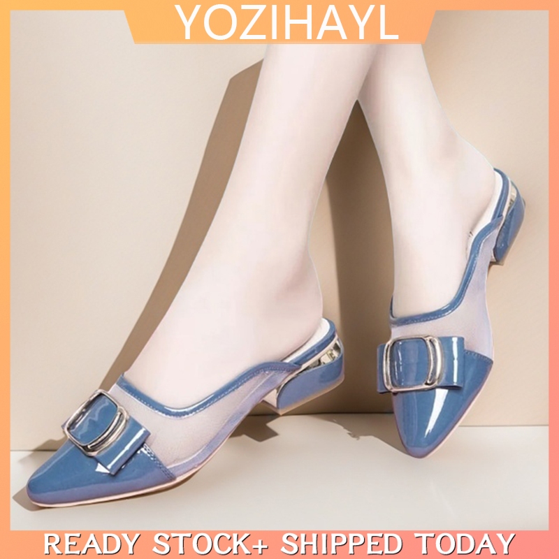 Casual versatile breathable mesh short heel pointed women's flat ...