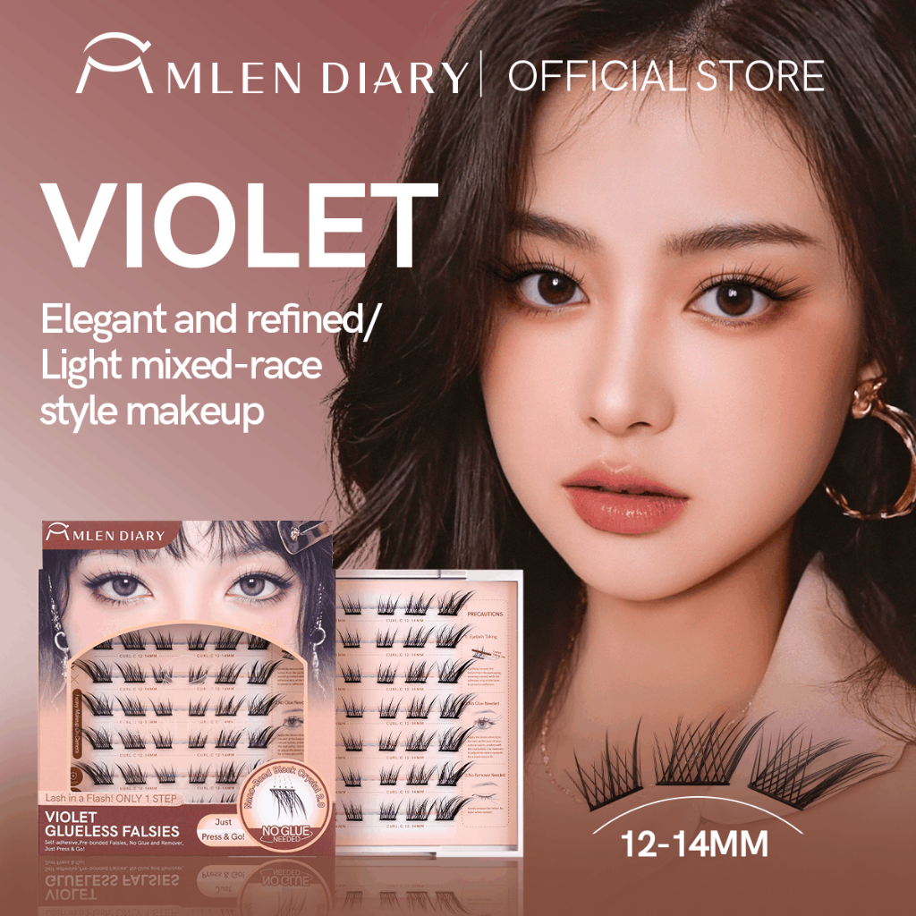 MLEN DIARY Glue Free Lash Clusters Eyelashes Individual Lash Extension ...