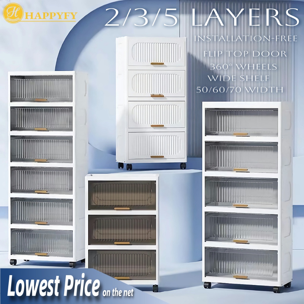 HAPPYFY Flip Top Cabinet Storage For Clothes Foldable Durabox Organizer ...