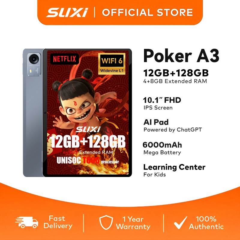 SUXI A3 Pad 6000mAh 10.1-inch (4GB+8GB）+128GB tablet Unisoc T606 ...