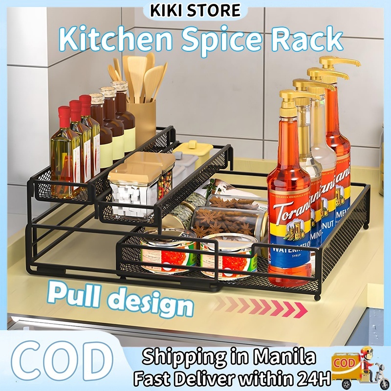 3 Tier Spice Rack Pull Out Kitchen Rack Organizer Coffee Syrup Rack ...