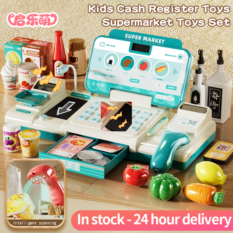 [Qilemeng] Kids Cash Machine Toy Simulation Cashier Toys Credit Card ...