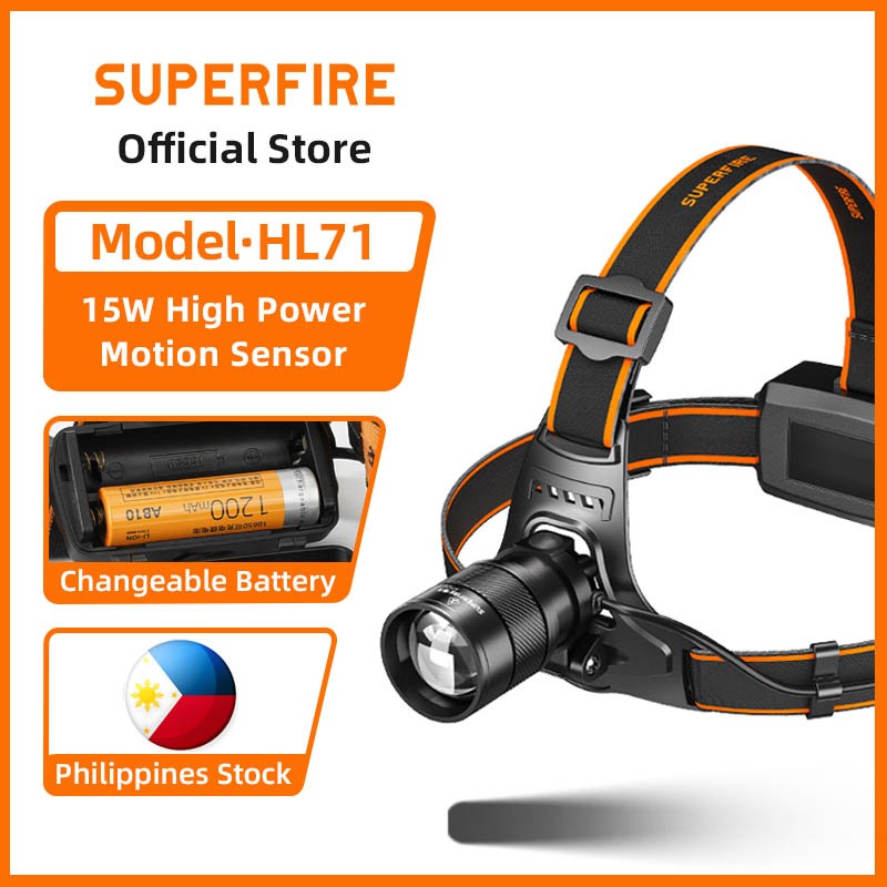 SUPERFIRE HL71 XHP50 15W Sensor Headlamp LED Headlight USB Rechargeable ...