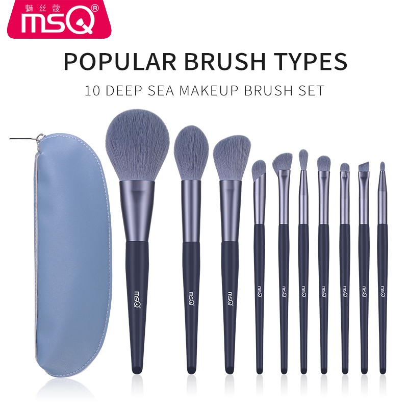 MSQ 10Pcs Deep Sea Blue Brush Set Makeup Brush Original Complete Set of ...