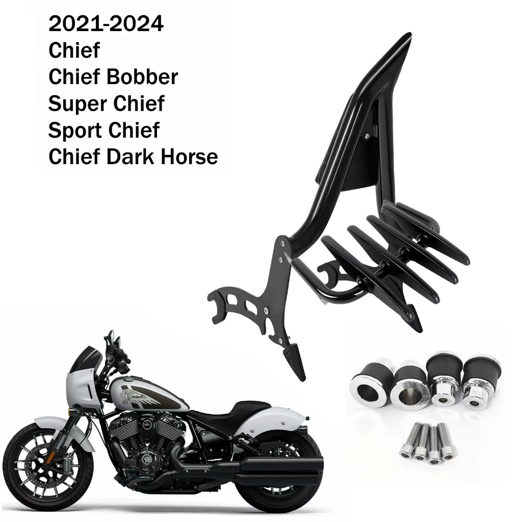 22" Black Motorcycle Backrest Rear Pad for Indian Super Chief/Chief ...