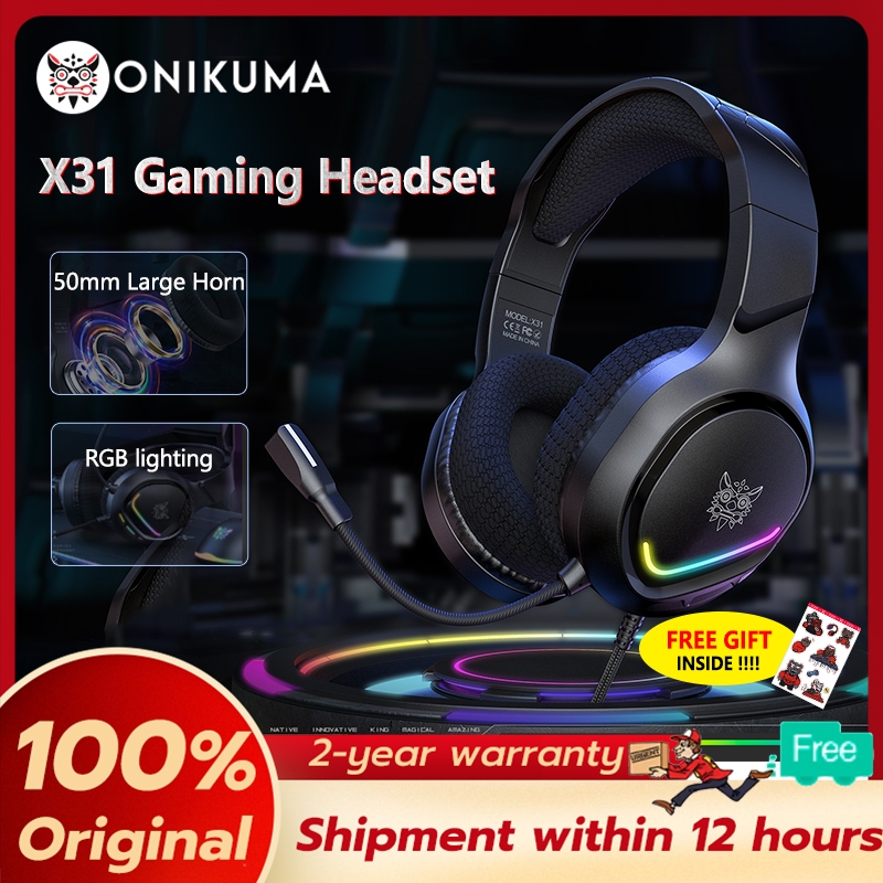 Onikuma X31 Gaming Wired Headset RGB Colorful Lighting Surround Sound ...