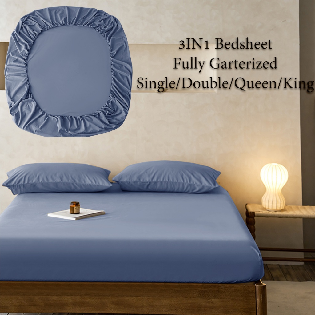 3in1 Bedsheet Single/Double/Queen/King Fully Garterized Hotel Quality ...