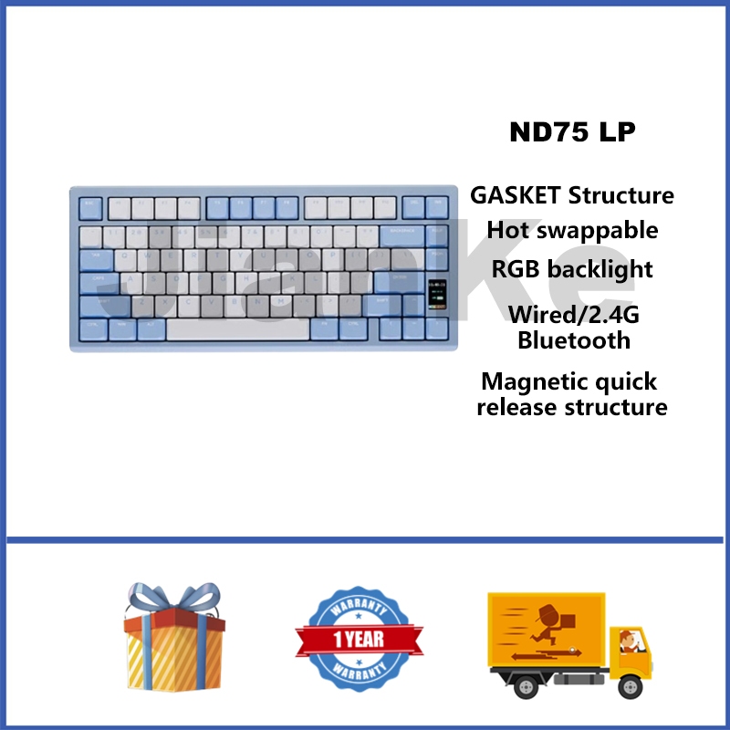 NDNH ND75 LP Aluminum Wireless Mechanical Keyboard 75% Hot swappable RGB GASKET Custom Gaming ...
