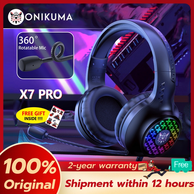 ONIKUMA X7 Pro Black Gaming Headphones RGB Wired Earphone Headphone ...