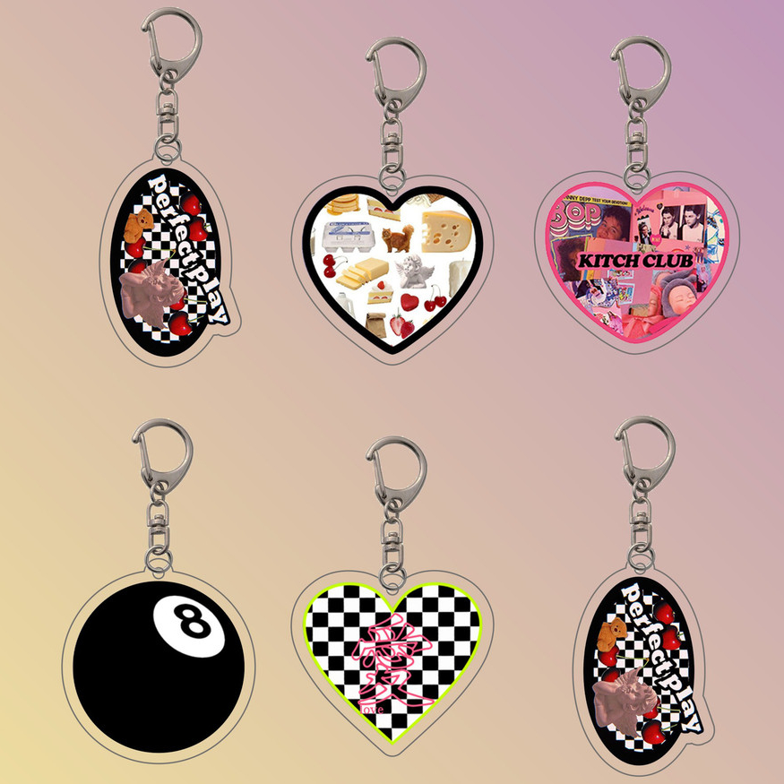 Retro y2k Vaporwave Billiard Black8 Acrylic Pendant Keychain | Shopee ...