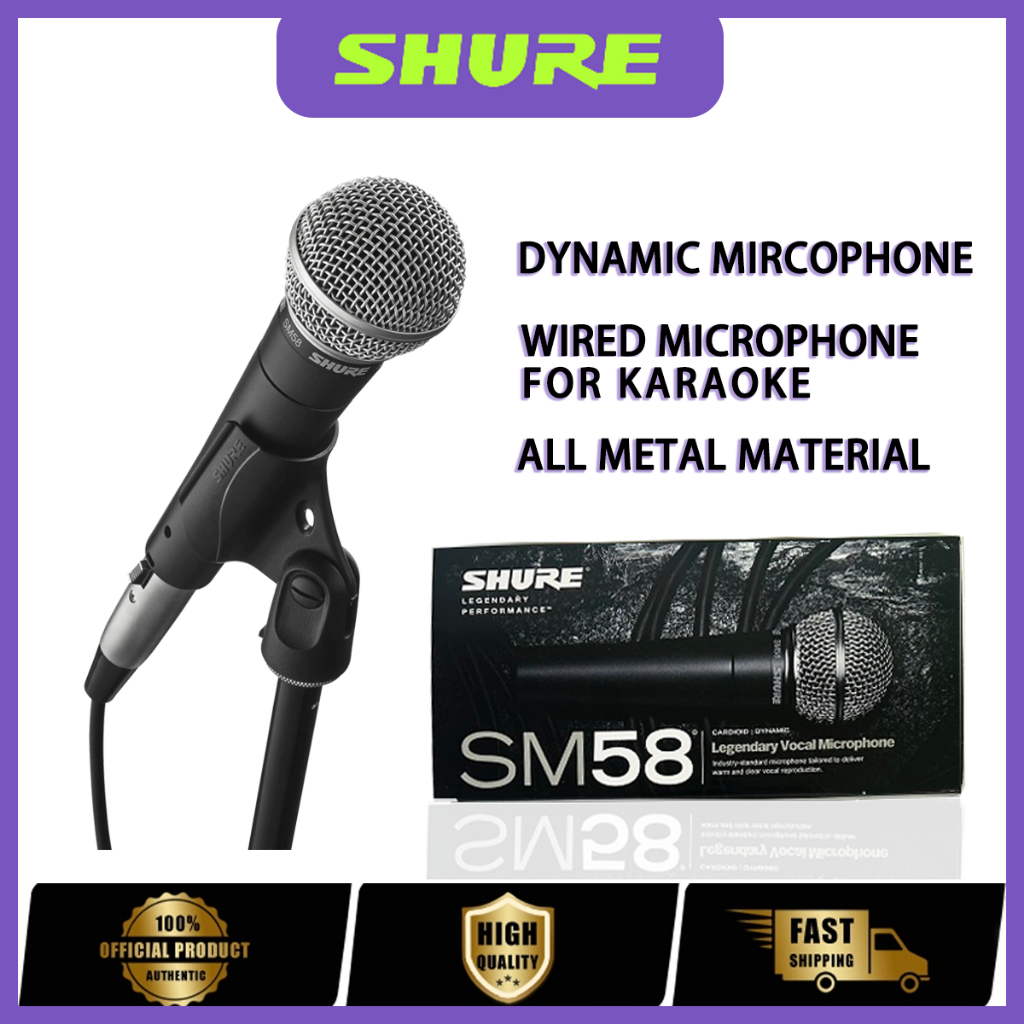 Shure Karaoke SM-58(Microphone is heavy) High-End Dynamic Wired Mic | Shopee Philippines