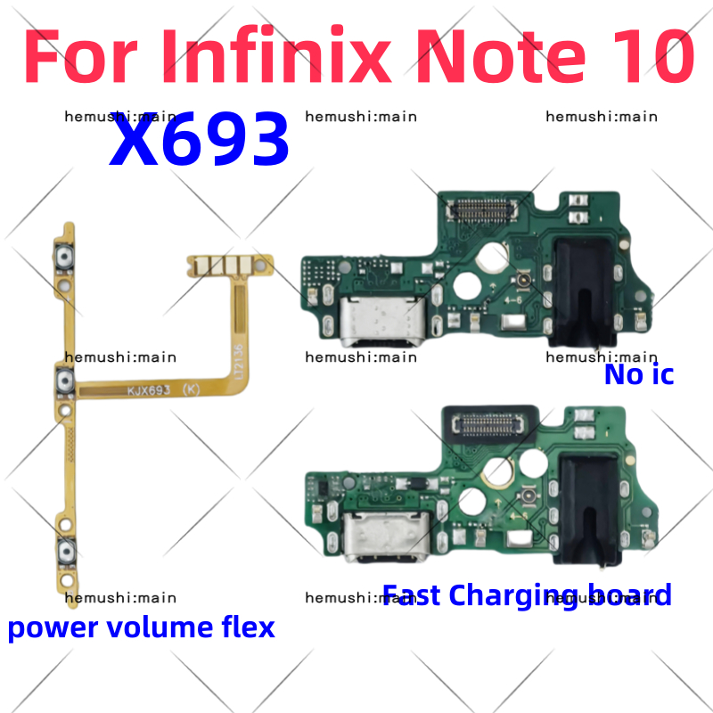 For Infinix Note 10 X693 Power Volume Flex Button Switch USB Charger ...