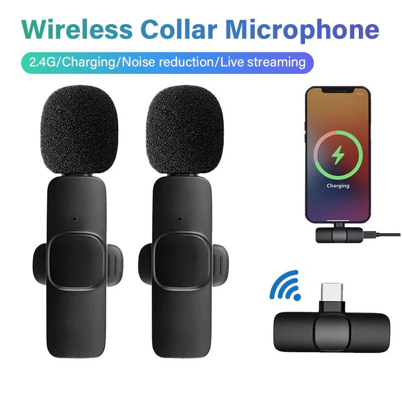 K9 Wireless Lavalier Microphone For Phone Vlogging Cellphone Portable ...