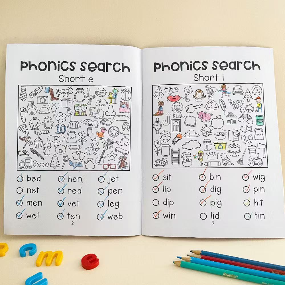 43Pages English Phonics Reading Colouring Workbook Search and Find Book ...