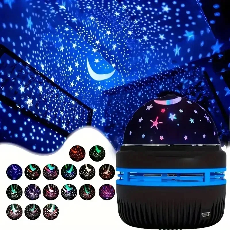 LED Starry Sky Night Lights USB Rechargeable Rotating Projector Lamp ...
