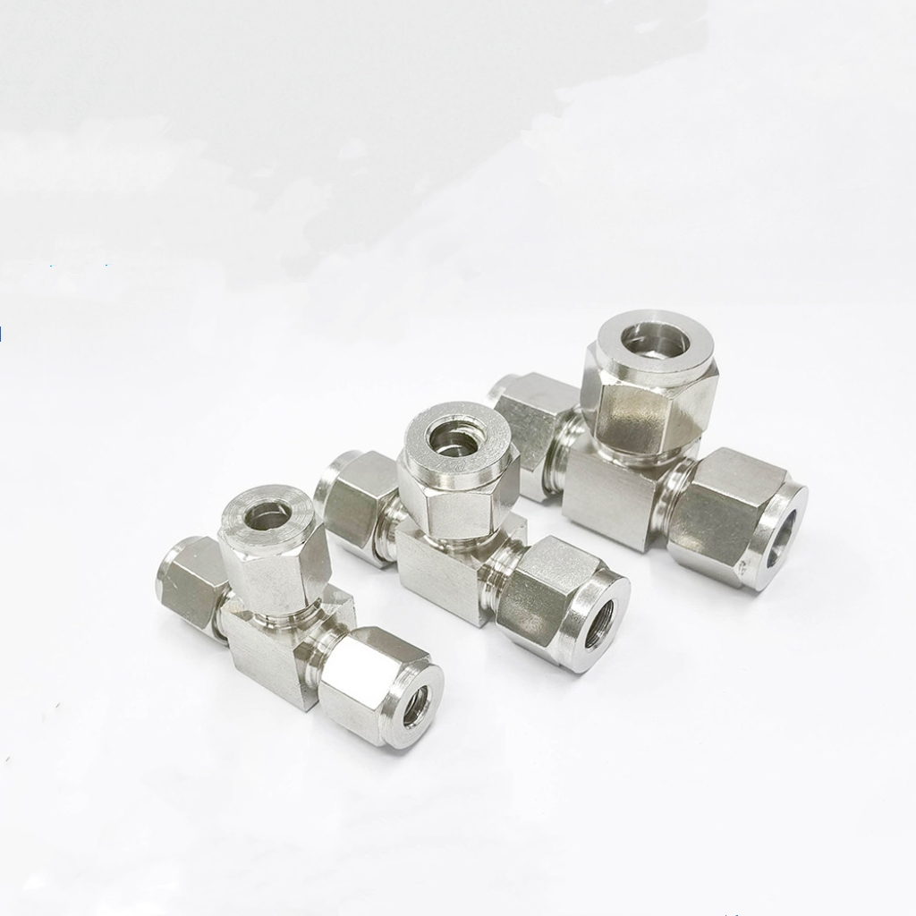 304 stainless steel compression fitting tee, middle double connector ...