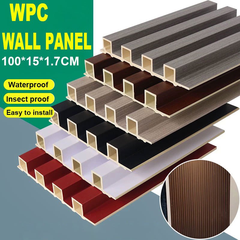 WPC Wood Panel Fluted Wall Panel Sticker Waterproof Grille Design ...