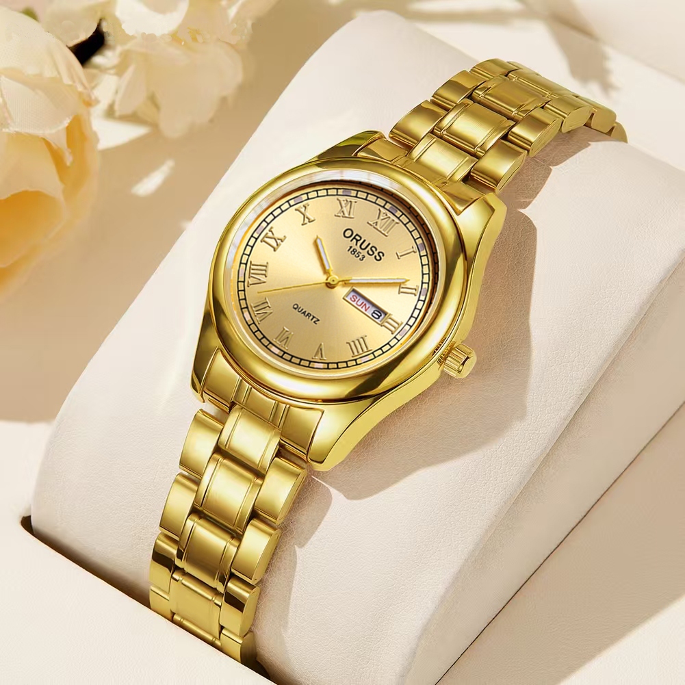 [Gift][With Box]ORUSS Original Women Dual Calendar Stainless Steel ...