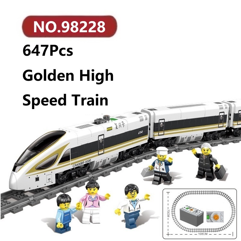 Golden High Speed Electric Train Building Blocks 647 Pcs KAZI Train ...
