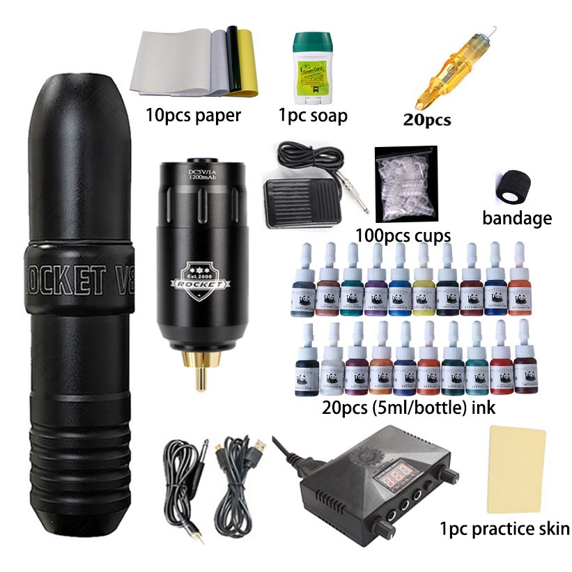 Rocket V8 WIRELESS Tattoo Machine Pen Type RCA Interface Electric ...