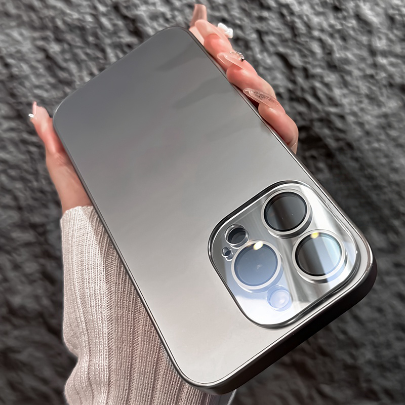 Luxury Titanium metal wire drawn frame Acrylic Phone Case For iPhone 15 ...