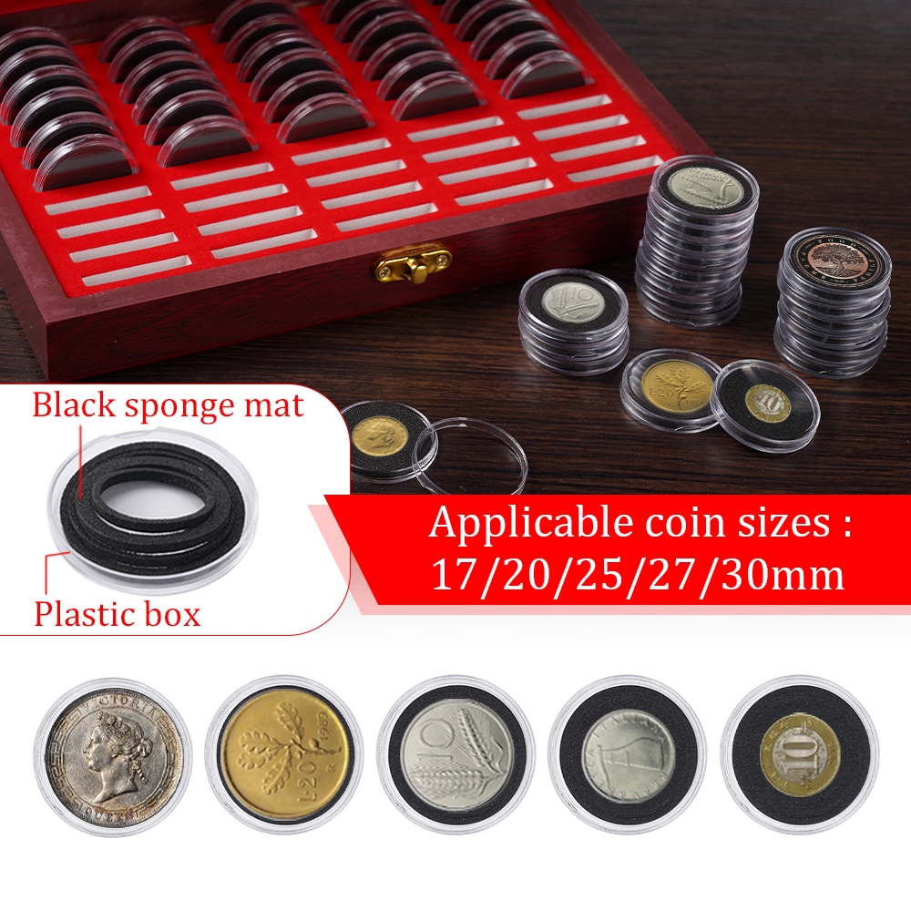 50PCS Wooden Coin Collection Box - Wood Storage Case for Commemorative ...