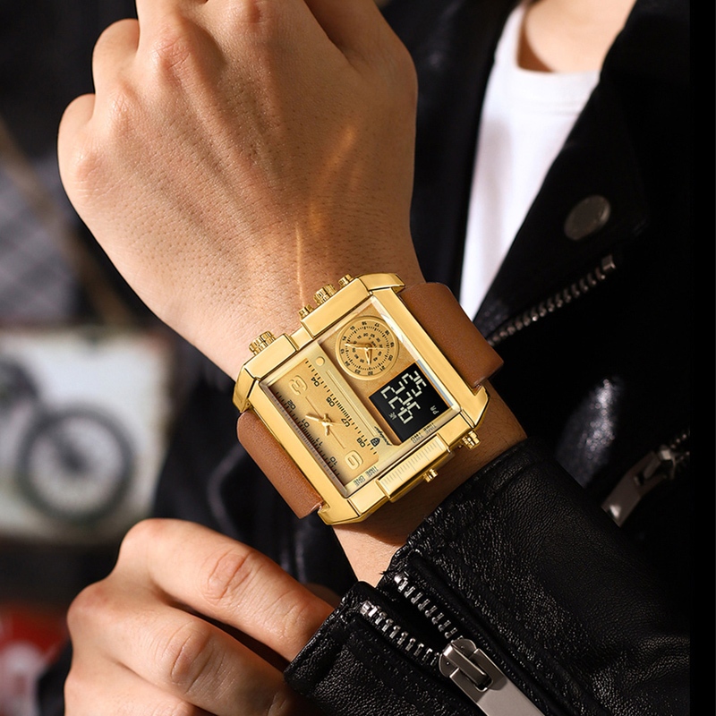 POEDAGAR/Modern Swiss Digital Watch for Men - Dual Display, Sleek ...