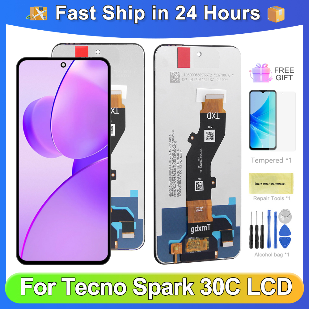 IPS LCD For Tecno Spark 30 30C LCD Display Touch Screen KL6 kl5 kl5n Digitizer Assembly With ...