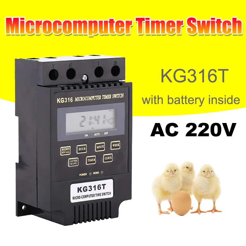 KG316T 220V 10A Black Microcomputer Time Switch for Homes & Daily Use ...