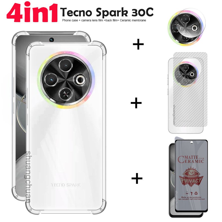 4IN1 For Tecno spark 30c Case Pova 5 pro Spark go 2024 spark go 1 spark 10c Anti-Spy Privacy ...