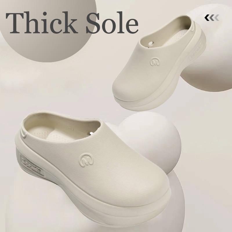 Trendy Waterproof Thick-Soled Slippers for Women Half Cover Sandals 5cm ...
