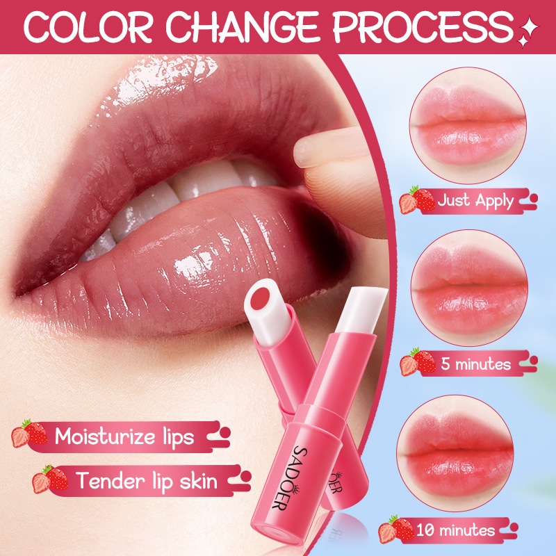 Strawberry Sandwich Lip Balm Moisturizing Care Color-changing Lipstick Peach Fruity Flavor ...