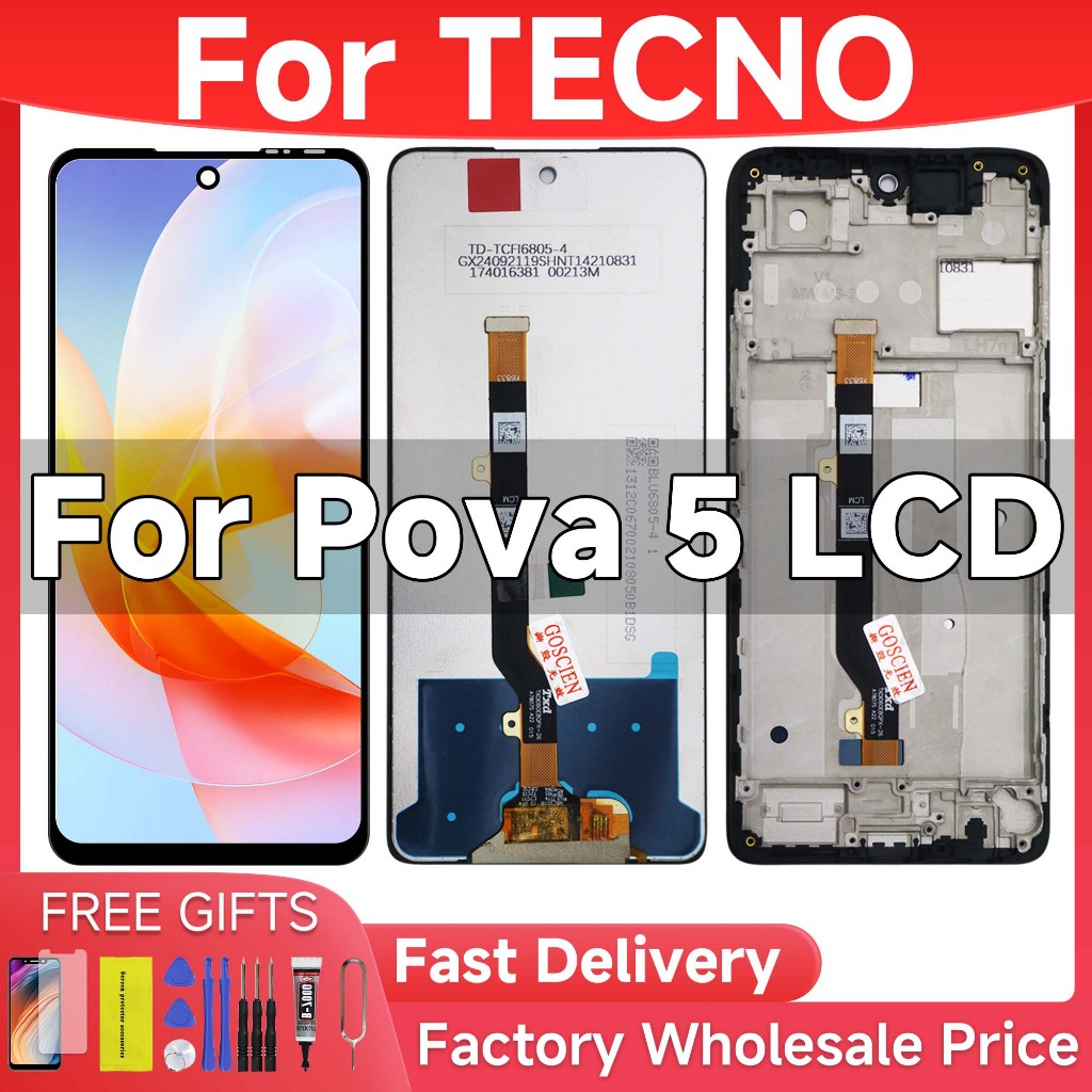LCD with border replacement For Tecno Pova 5 LH7n Pova5 pro LH8n touch ...