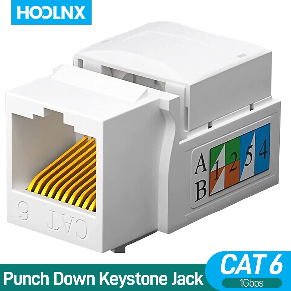 HOOLNX CAT6 Keystone Jack Insert 1/5 Pack, 90° Punch Down Keystone Jack ...