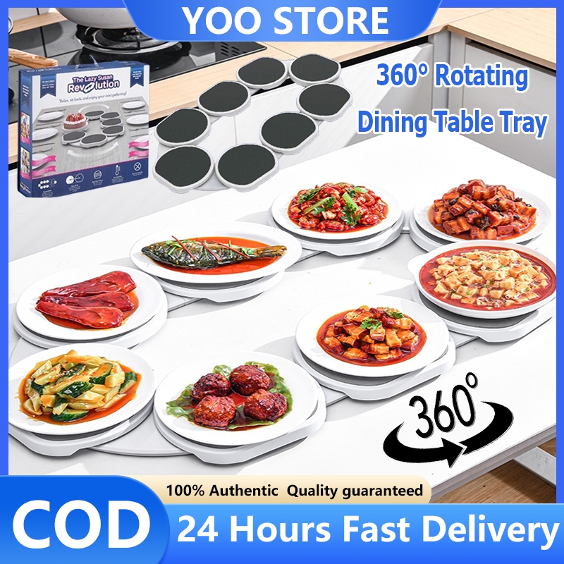 Rotating Dining Table Tray Portable Turntable Tray Set 360° Rotation ...