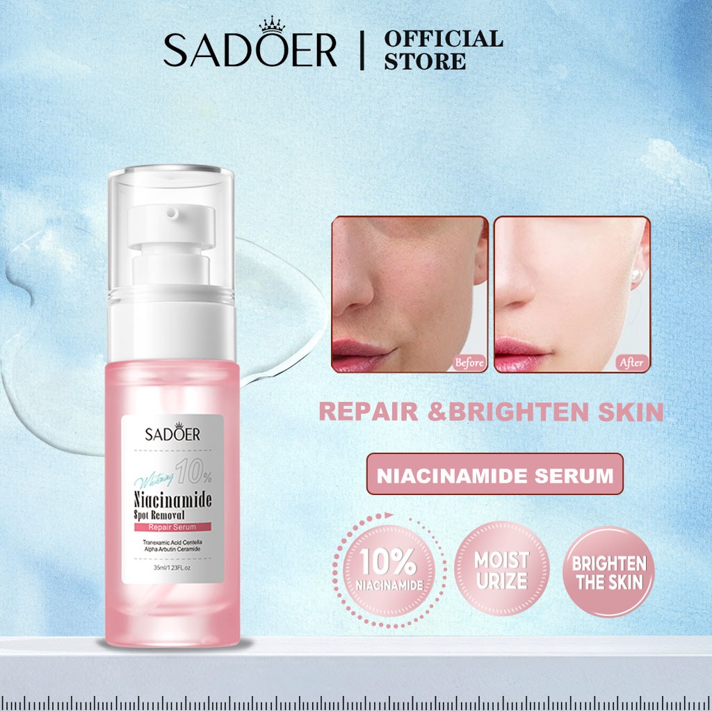 SADOER 10% Niacinamide Brightening Serum Antioxidant Firming Skin Whitening Glowing Skin ...
