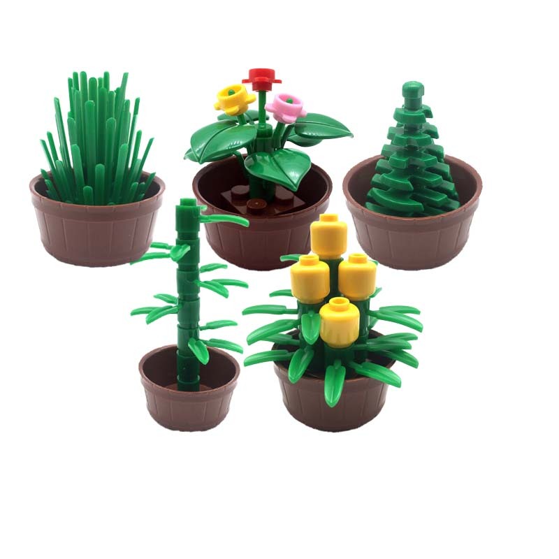 MOC City Parts Bush Tree Leaf Flower Green Grass Building Bricks Plants ...