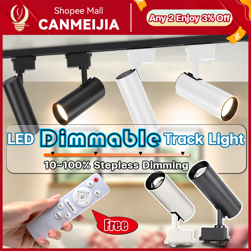 CANMEIJIA Dimmable LED Track Light Set Spotlight 10~100% Stepless ...