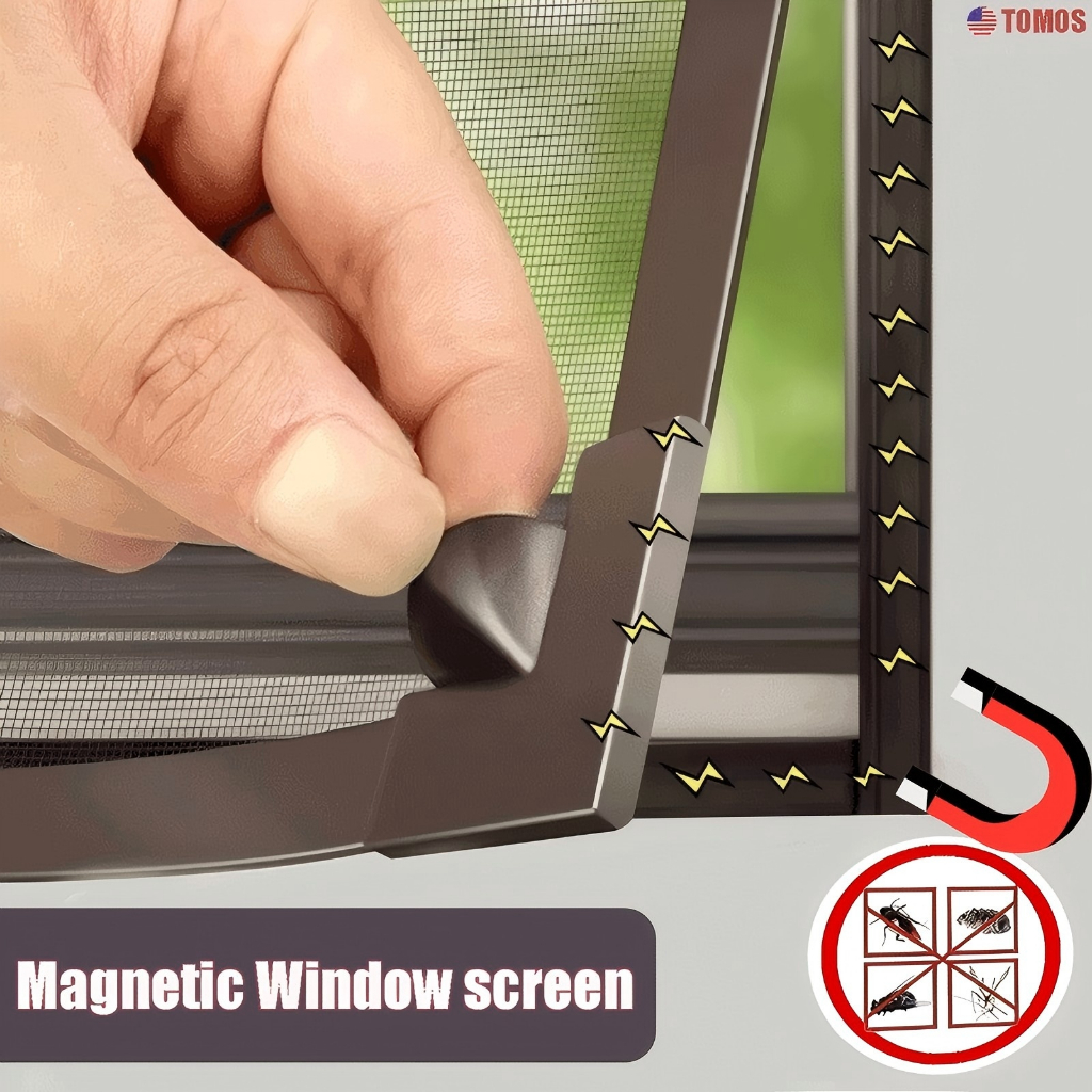 Strong magnetic screen window net with adjustable frame DIY custom mesh ...