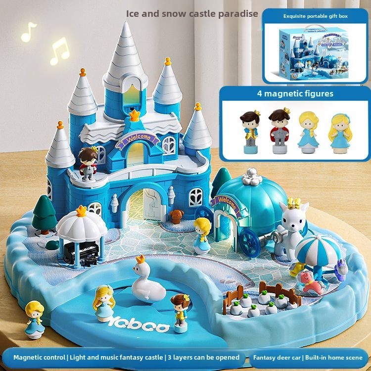Frozen Elsa Princess Magnetic Castle Toy Children Play House Toy Girl ...