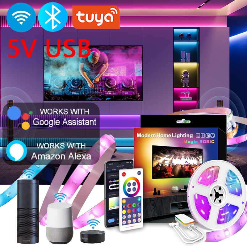 TUYA WiFi RGBIC LED Strip Light Music Light Smart Home Decor TV ...