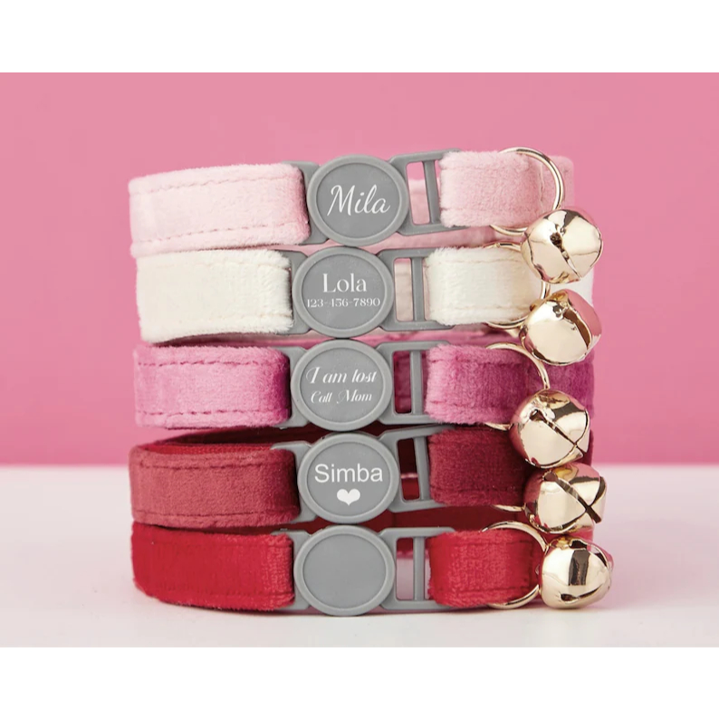 Breakaway Velvet Cat Collar, Colorful Cat Collar, Collar Bow Tie Leash ...