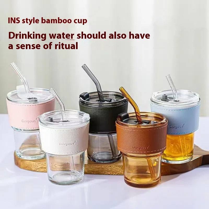 Wheat Field Life Store Compressor Bamboo Cup High-value Glass Water Cup ...