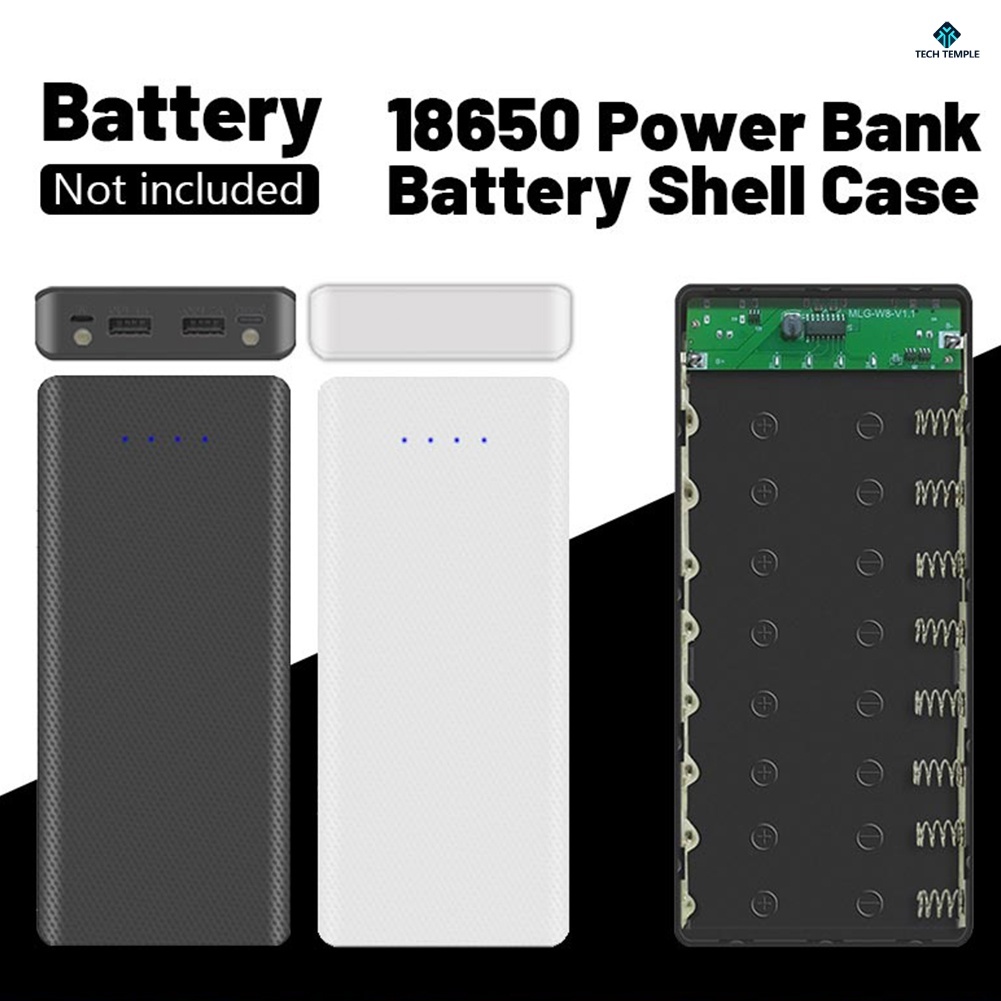 3/8*18650 Power Bank Case Dual USB Flashlight Battery Charger Box Power Bank Holder DIY Shell ...