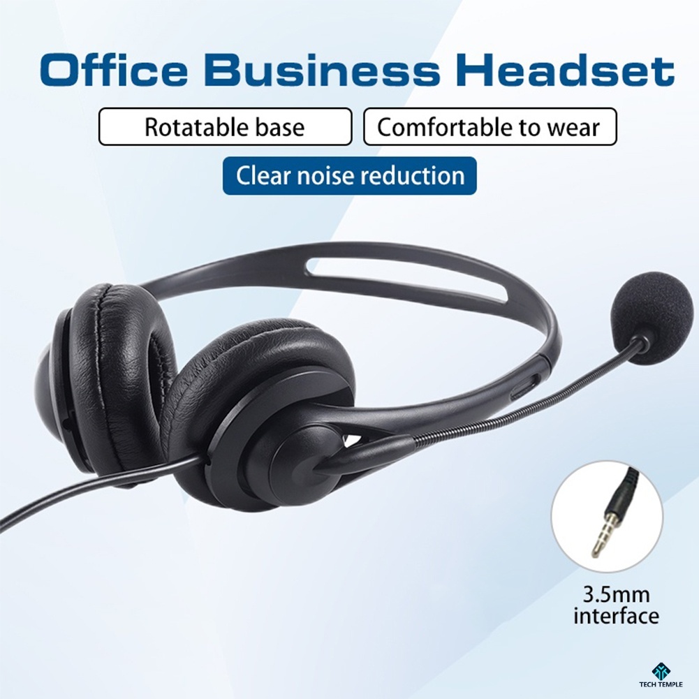 3.5mm Wired Headset Call Center Headphone With Noise Cancellation ...
