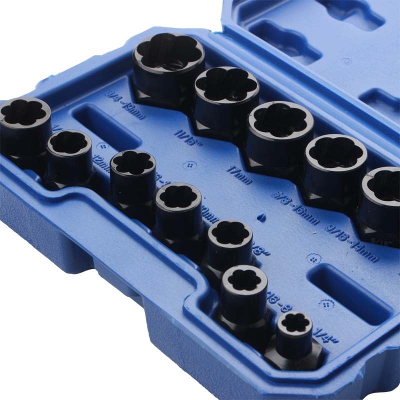 13pcs Impact Damaged Bolt Nut Remover Extractor Socket Tool Set Bolt ...