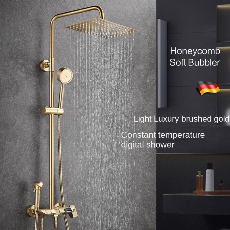 Brushed gold shower set rain home piano key bath bathroom constant ...